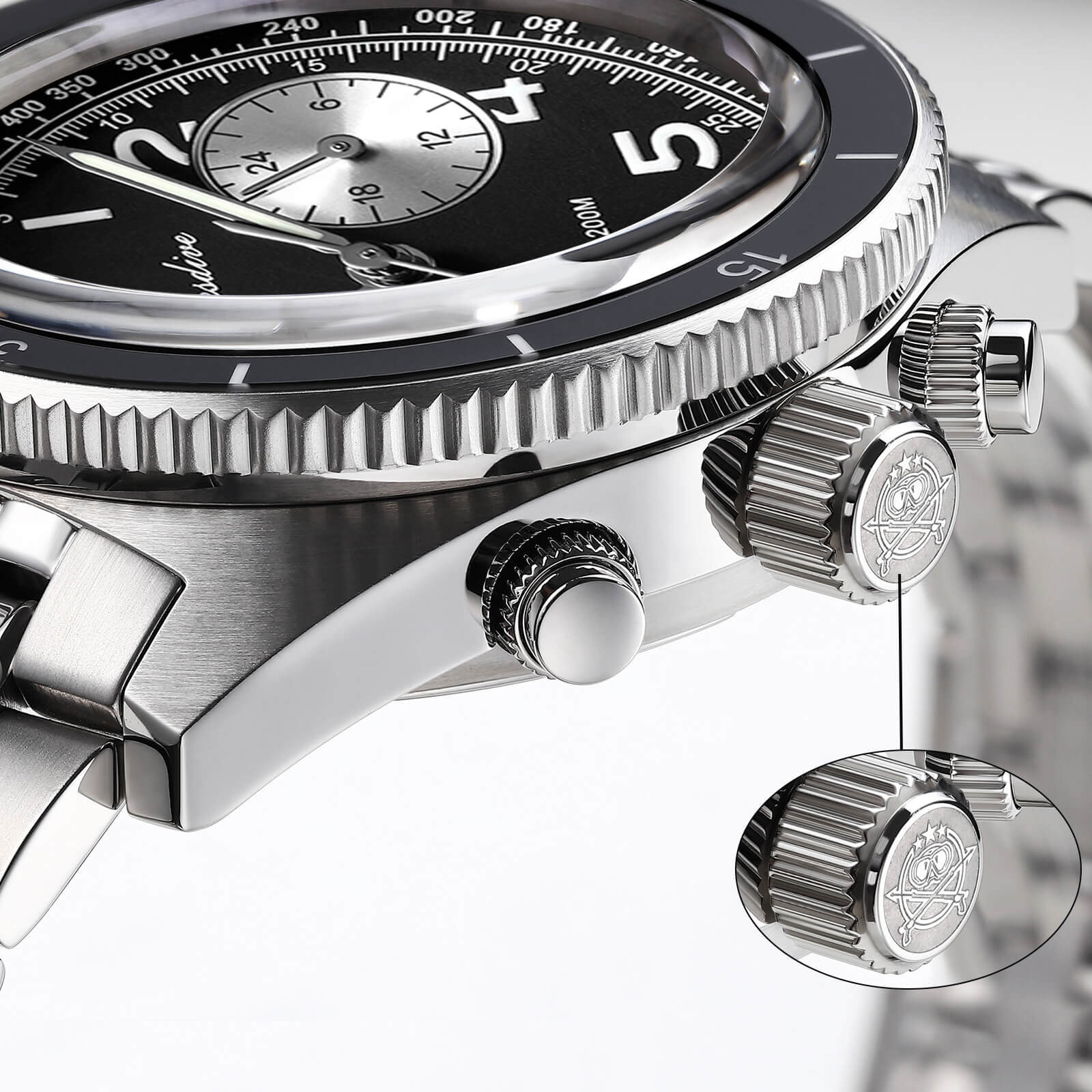 ADDIESDIVE 41mm Stainless Steel Quartz Chronograph Watch VK64（AD2034 ...