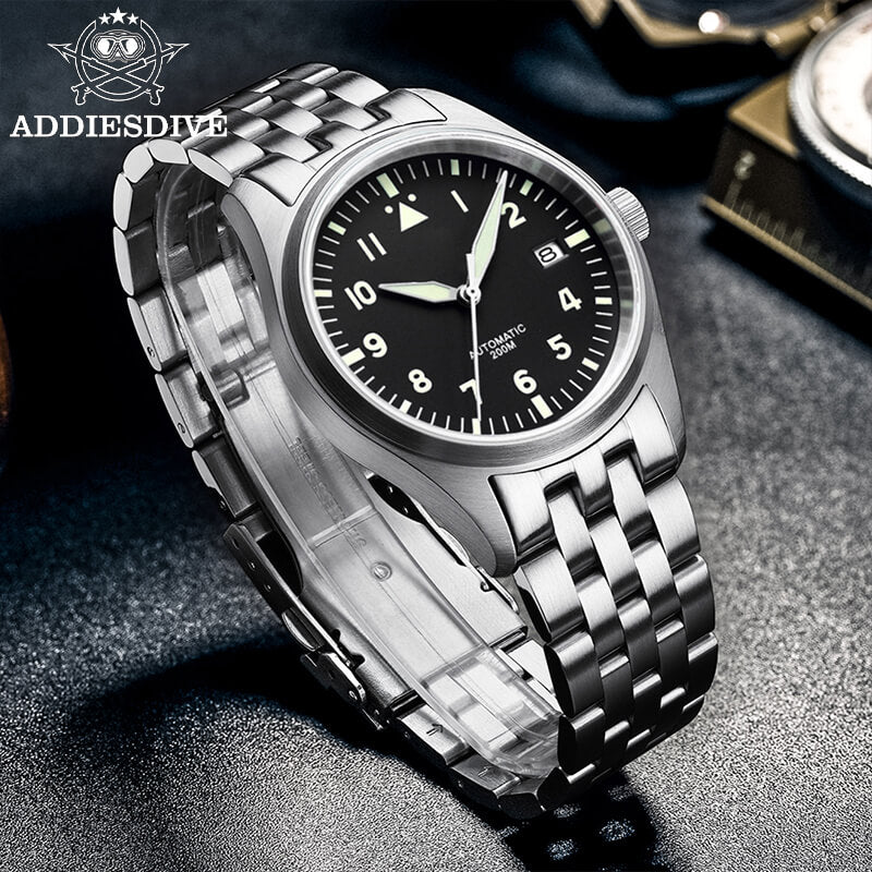 ADDIESDIVE® Black Dail Elegant Men Automatic Watch Diver 200M （H2 ...