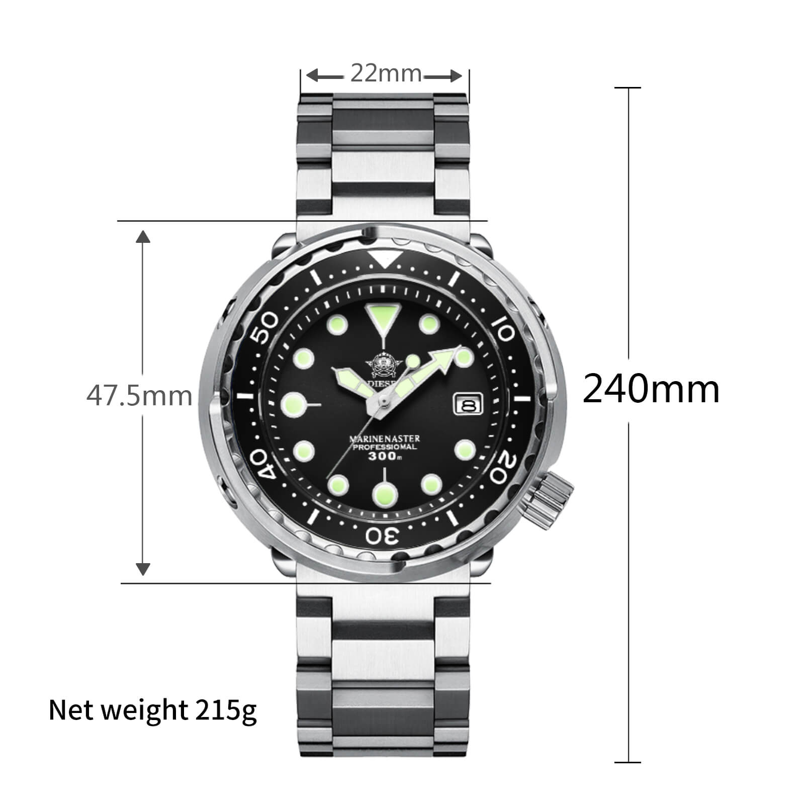 ADDIESDIVE® Tuna 300M Automatic Diver Watch Tuna Diver 3Colors ( MY-H5 ...