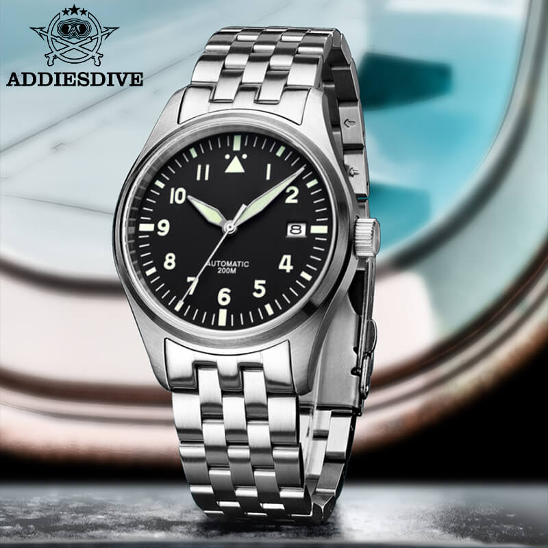 ADDIESDIVE® Black Dail Elegant Men Automatic Watch Diver 200M （H2 ...
