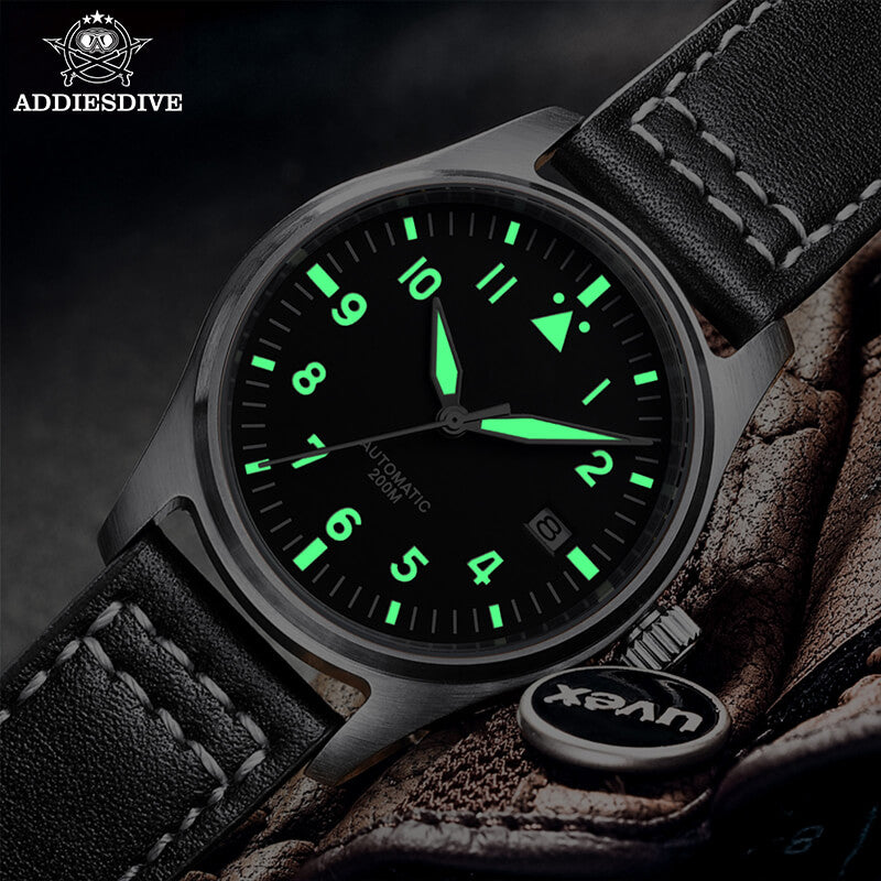 ADDIESDIVE® Black Dail Elegant Men Automatic Watch Diver 200M （H2 ...