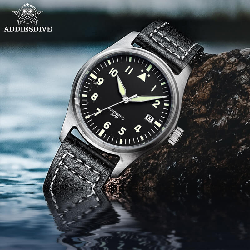 ADDIESDIVE® Black Dail Elegant Men Automatic Watch Diver 200M （H2 ...