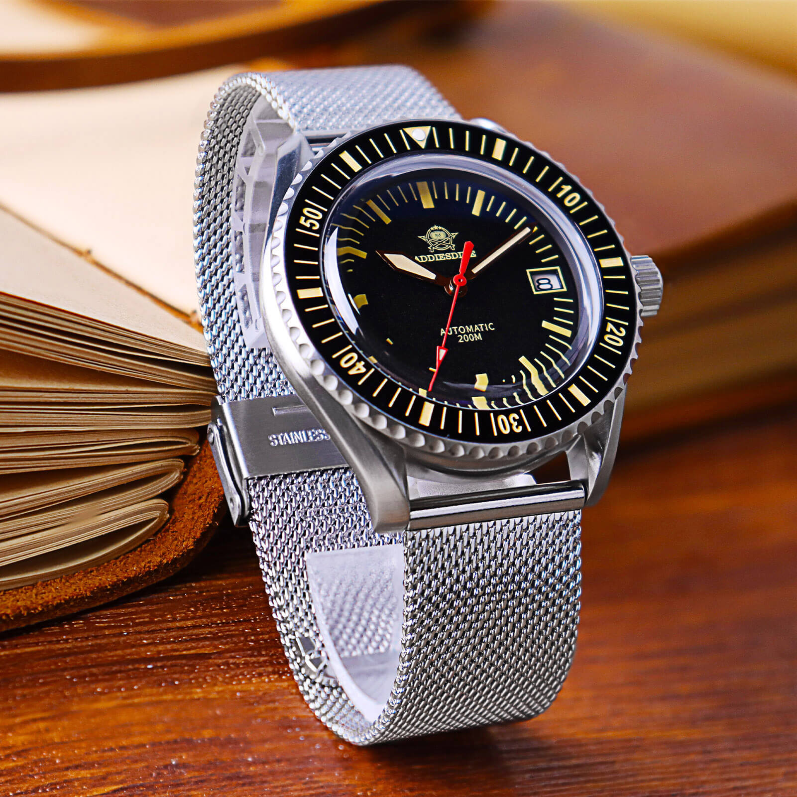 ADDIESDIVE Men's Automatic Diving Watch Fashion Mesh Stainless Steel 2 ...